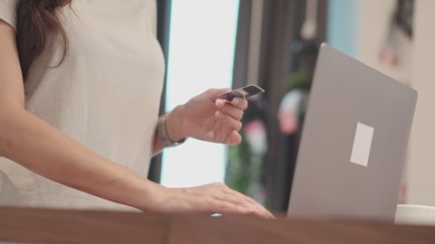 Customer Woman Hand Using Computer Laptop Stock Footage Video (100% ...