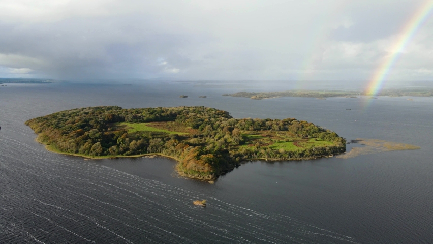 aerial view over hare island located Stock Footage Video (100% Royalty ...