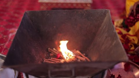 Indian Ceremony Yagna Havan Kund Stock Footage Video (100% Royalty-free ...
