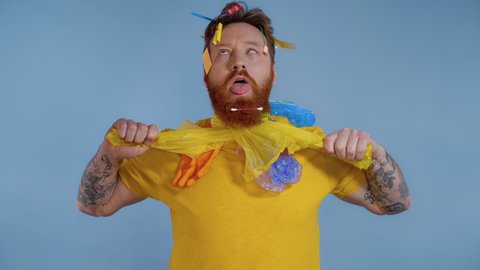 Portrait Bearded Man Choking Himself By Stock Footage Video (100% ...