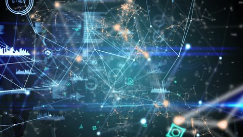 bright connections holographic charts forming network Stock Footage ...