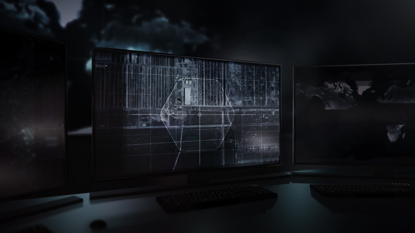 three computer screens newest spying technology Stock Footage Video ...