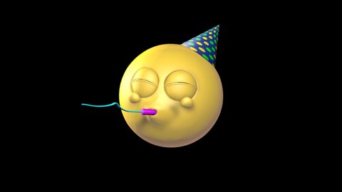 Partying Face 3d Animated Emoji Hd Stock Footage Video (100% Royalty ...