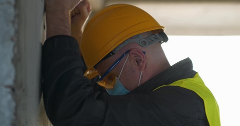 Stressed Workman Stands On Construction Site Stock Footage Video (100% ...