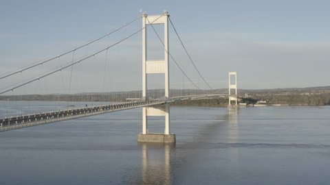 Rising View Severn Bridge Moon Background Stock Footage Video (100% ...