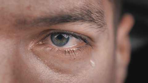Closeup Shot Crying Man Tears Eye Stock Footage Video (100% Royalty ...