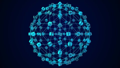 4k Block Chain Concept Sphere Rotating Stock Footage Video (100% ...