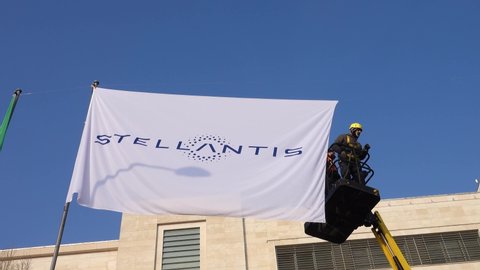 Stellantis Logo New Flags Installed Mirafiori Stock Footage Video (100% ...