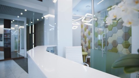 Waiting Room Contemporary Private Hospital Reception Stock Footage ...