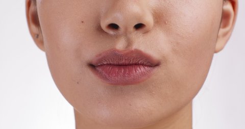 Close Shot Female Lips Moving Smooth Stock Footage Video (100% Royalty ...