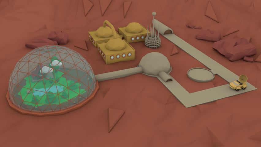 low poly 3d animation martian colony Stock Footage Video (100% Royalty ...