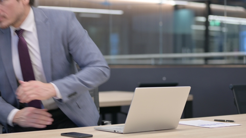 Middle Aged Businessman Leaving Laptop Stock Footage Video (100% ...
