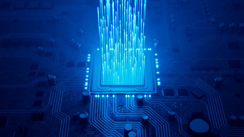 impressive animation shows data flow motherboard Stock Footage Video ...