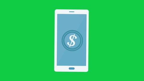 Smartphone Money Dollar Sign Flat Animated Stock Footage Video (100% ...