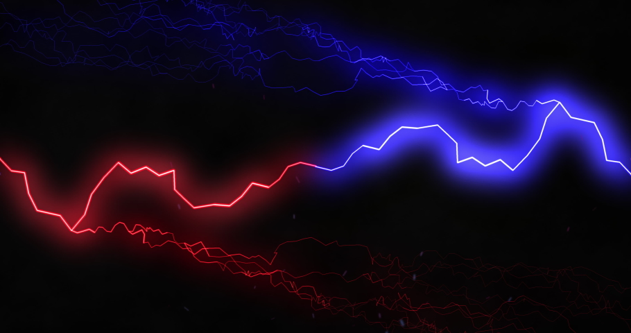 red blue lightning bolts electrical current Stock Footage Video (100% ...