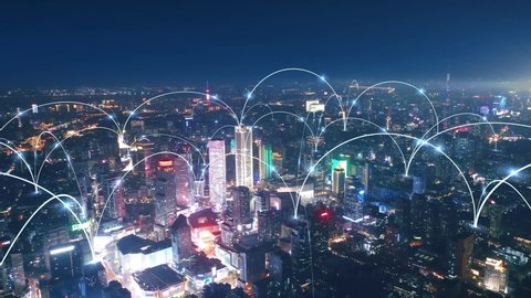 City Network Connection Conceptcommunicationsmart City Stock Footage ...
