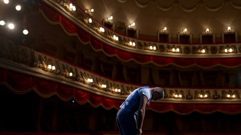 Actor Bowing On Theatrical Stage Man Stock Footage Video (100% Royalty ...