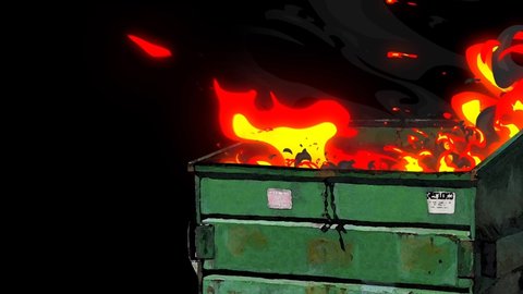 Dumpster Fire Cartoon Look On Black Stock Footage Video (100% Royalty ...