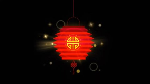 Animated Lantern Golden Particle Black Background Stock Footage Video ...