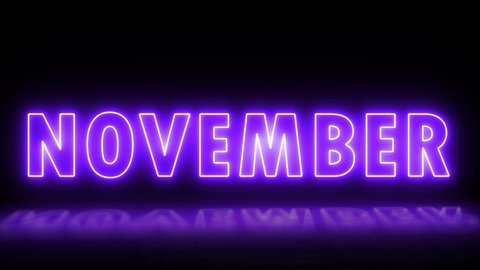 November Neon Sign Banner Background Promo Stock Footage Video (100% ...