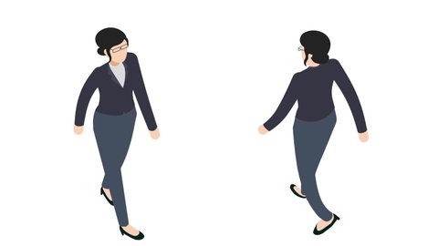 Isometric People Female Walk Animation Feature Stock Footage Video (100 ...