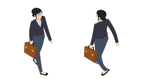 Isometric People Female Walk Animation Feature Stock Footage Video (100 ...