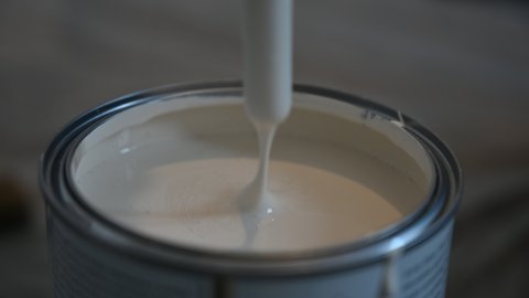 Process Thoroughly Stiring Fresh White Paint Stock Footage Video (100% ...