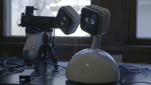 Robot Moving Eyes Changing Colors Expressions Stock Footage Video (100% ...