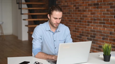 Focused Business Man Entrepreneur Typing On Stock Footage Video (100% ...