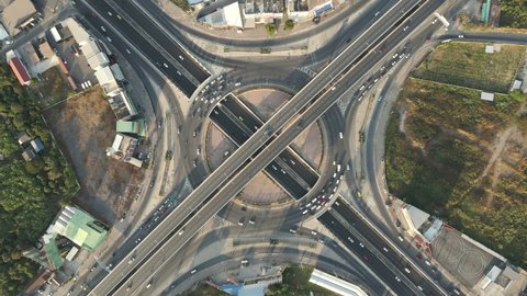 fly over huge big roundabout highway Stock Footage Video (100% Royalty ...