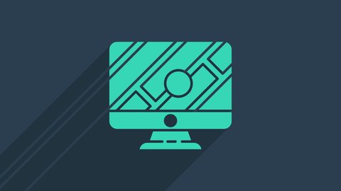 Turquoise Computer Monitor Folded Map Location Stock Footage Video (100 ...