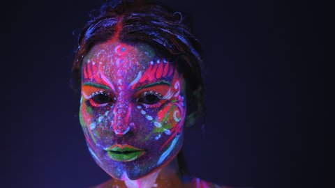 Magical Space Girl Uv Drawings On Stock Footage Video (100% Royalty ...