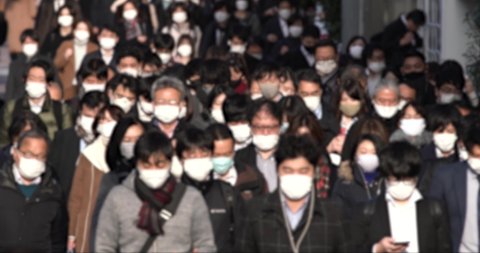 Covid19 Crowd People Wearing Masks Walking Stock Footage Video (100% ...