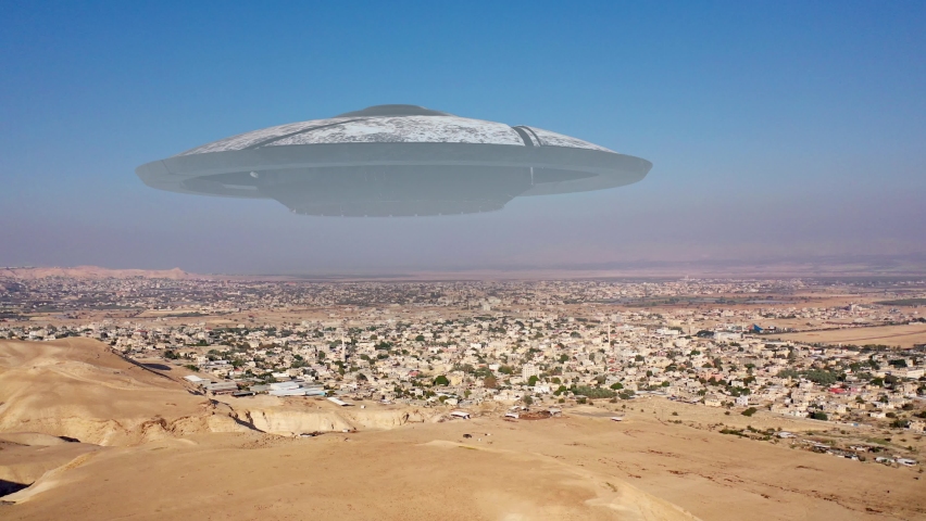 Alien Spaceship hovering over the city image - Free stock photo ...