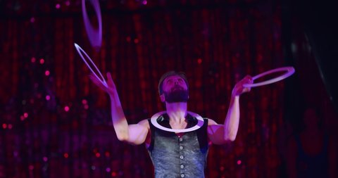 Juggler Performing On Circus Stage Juggling Stock Footage Video (100% ...