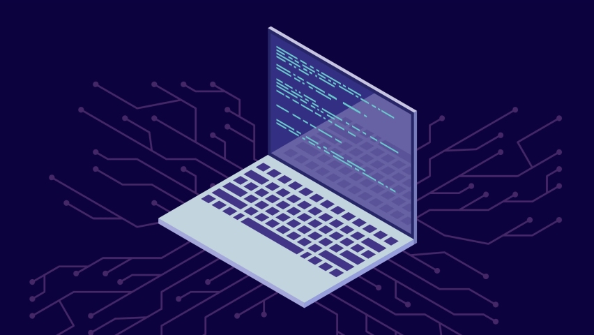 programming language with laptop ,hd video animation Technology Videos