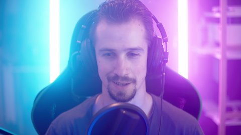 Professional Streamer Happy Playing Game Online Stock Footage Video ...