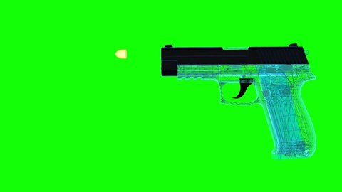 3d Gun Shooting Fire Green Screen Stock Footage Video (100% Royalty ...