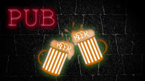 Neon Animated Flashing Pub Sign Stock Footage Video (100% Royalty-free ...
