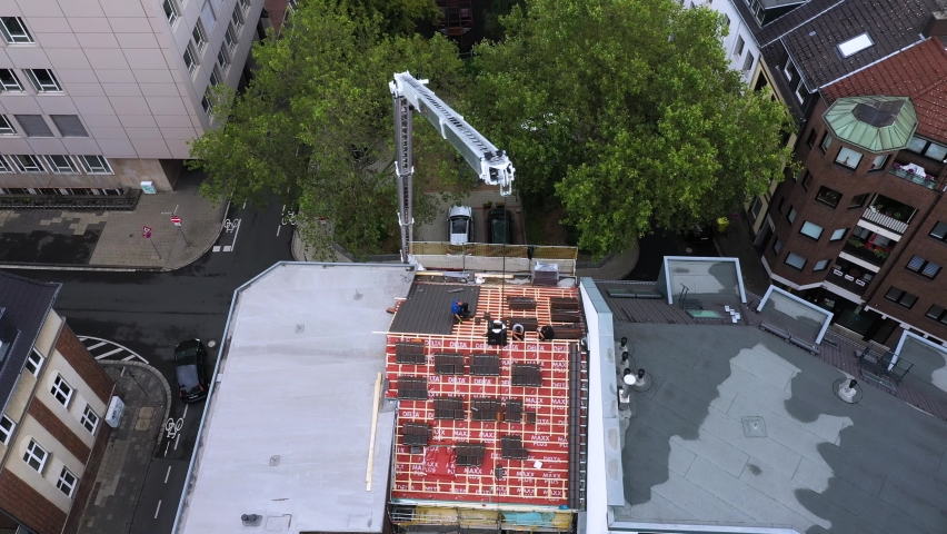 roof topping work renovation construction isolation Stock Footage Video ...