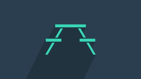 Turquoise Picnic Table Benches On Either Stock Footage Video (100% ...
