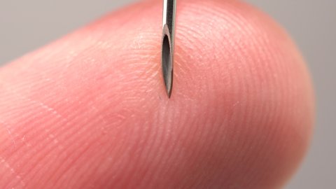 Finger Touching Medical Syringe Needle Macro Stock Footage Video (100% ...
