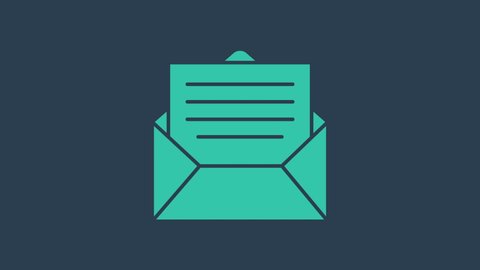 Turquoise Envelope Icon Isolated On Blue Stock Footage Video (100% ...