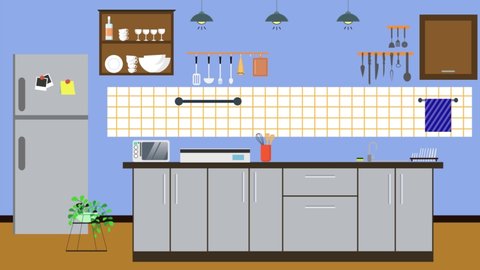 2d Flat Animation Inside Kitchen 2d Stock Footage Video (100% Royalty ...