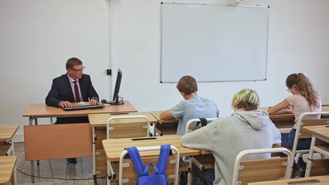 Man Teacher Notebook Giving Interesting Lecture Stock Footage Video ...