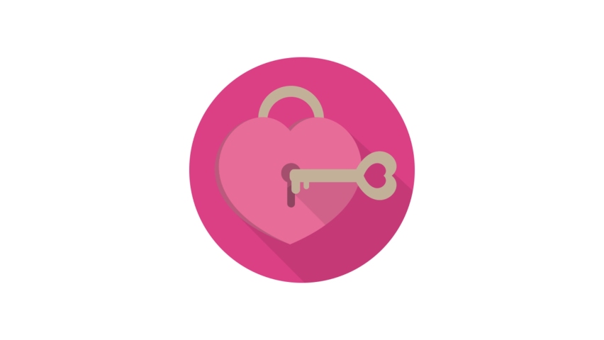 valentine locked heart flat animated icon Stock Footage Video (100% ...