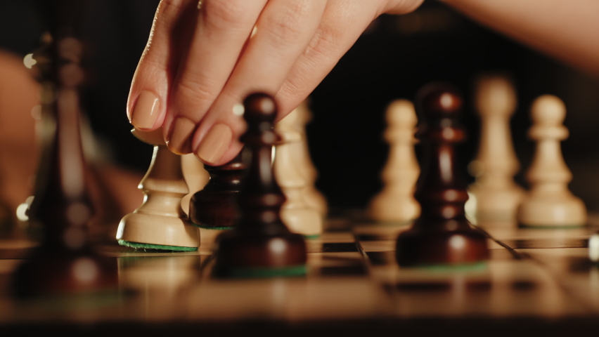 close-up female player makes move chess Stock Footage Video (100% ...