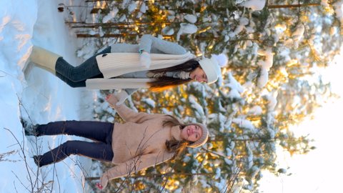 Front View Two Women Hug Jump Stock Footage Video (100% Royalty-free ...