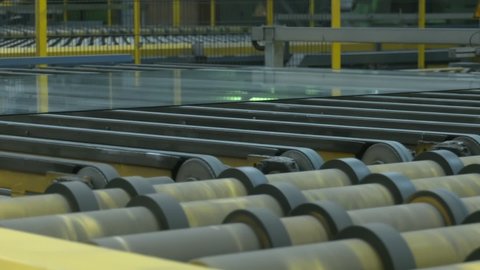 Glass Conveyor Line Float Glass Production Stock Footage Video (100% ...