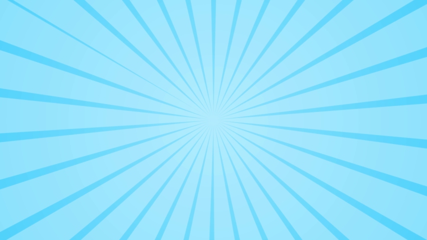 Loopable: Blue sunburst, radial sun rays from top right, stripe background rotation. Video ...